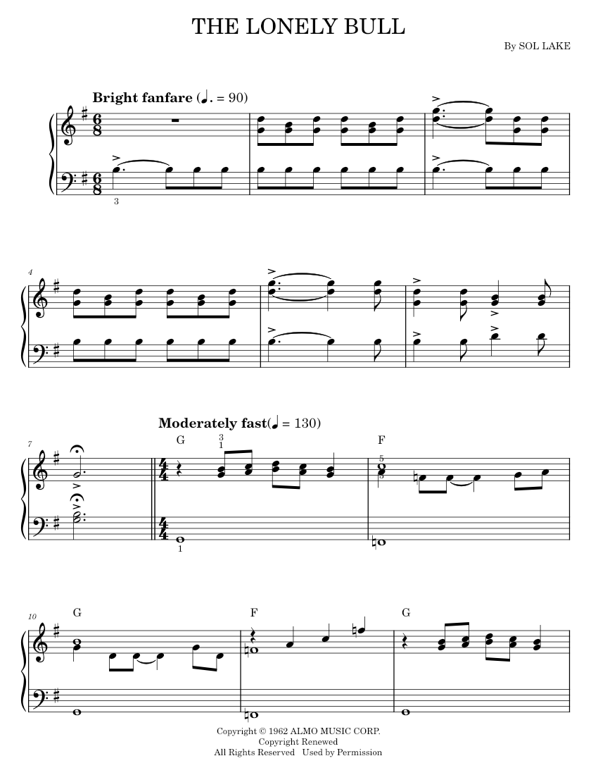 Play Official version of The Lonely Bull Sheet Music by Herb Alpert ...