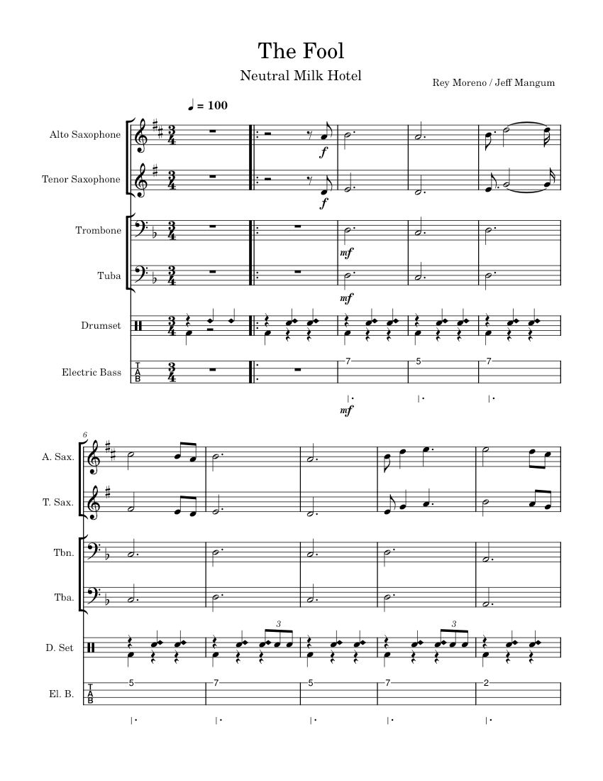 The fool – Neutral Milk Hotel The Fool - Neutral Milk Hotel Sheet music ...