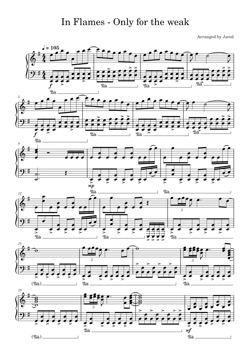 Only for the weak – In Flames In Flames - Only for the Weak Sheet music ...