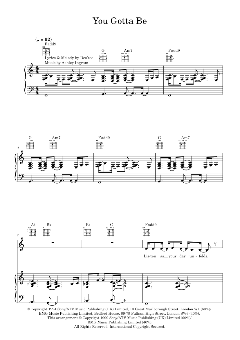 you gotta be Sheet music for Piano, Vocals: Music Notes