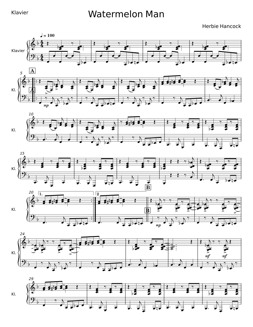 Watermelon man - Herbie Hancock Sheet Music for Piano (Solo ...