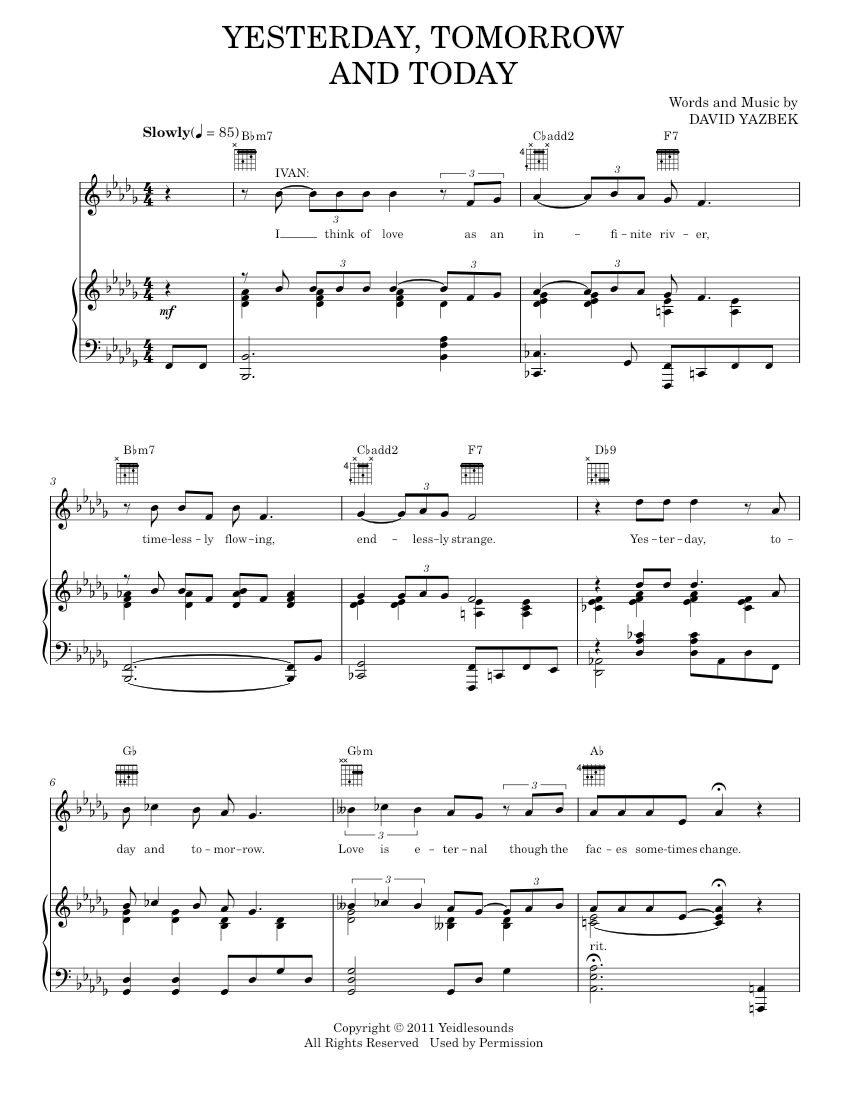 Yesterday, Tomorrow And Today Sheet music for Piano, Vocals by David ...
