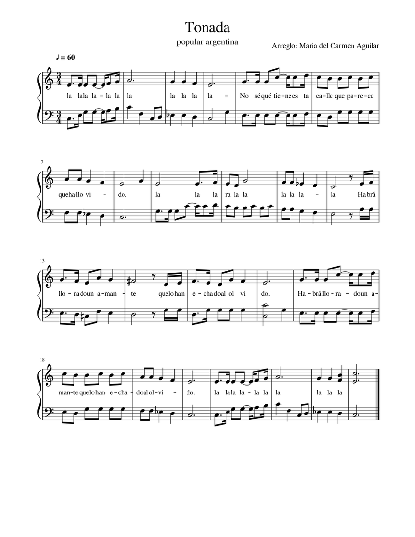 Tonada Sheet music for Piano (Solo) | Musescore.com