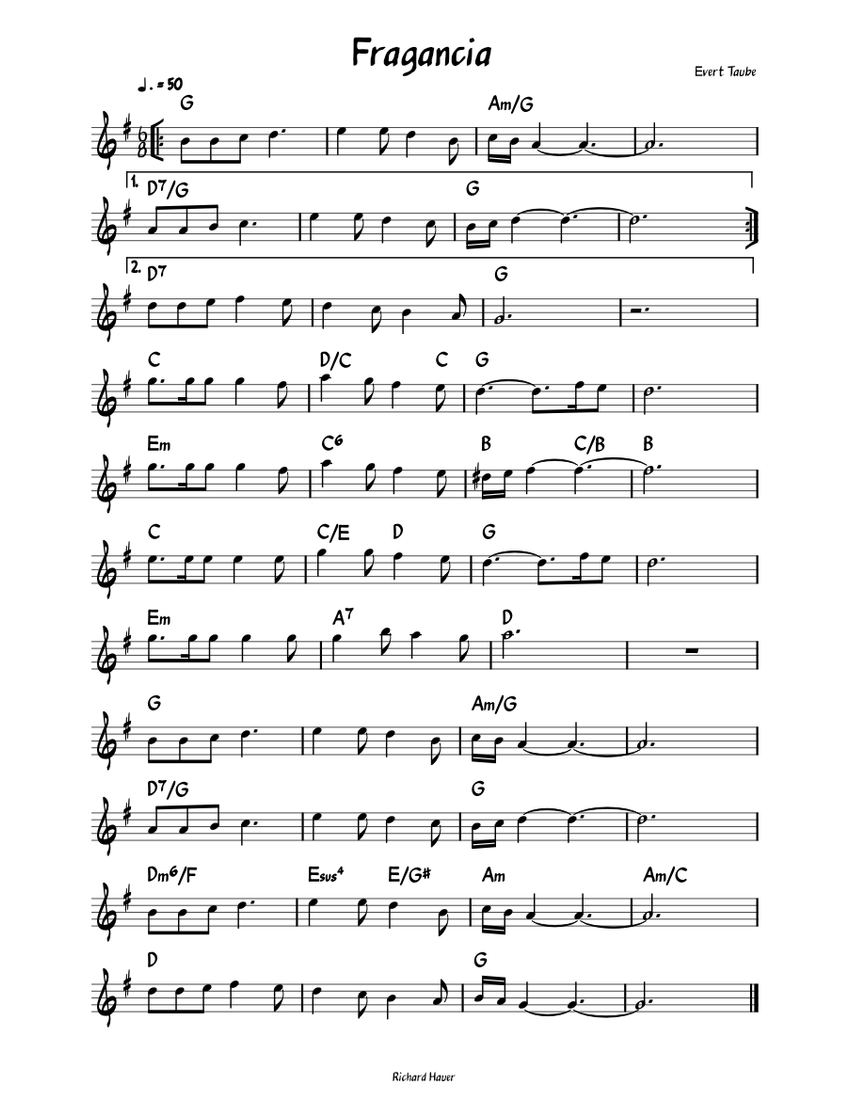 Fragancia – Evert Taube Sheet music for Piano (Jazz Band) Easy ...