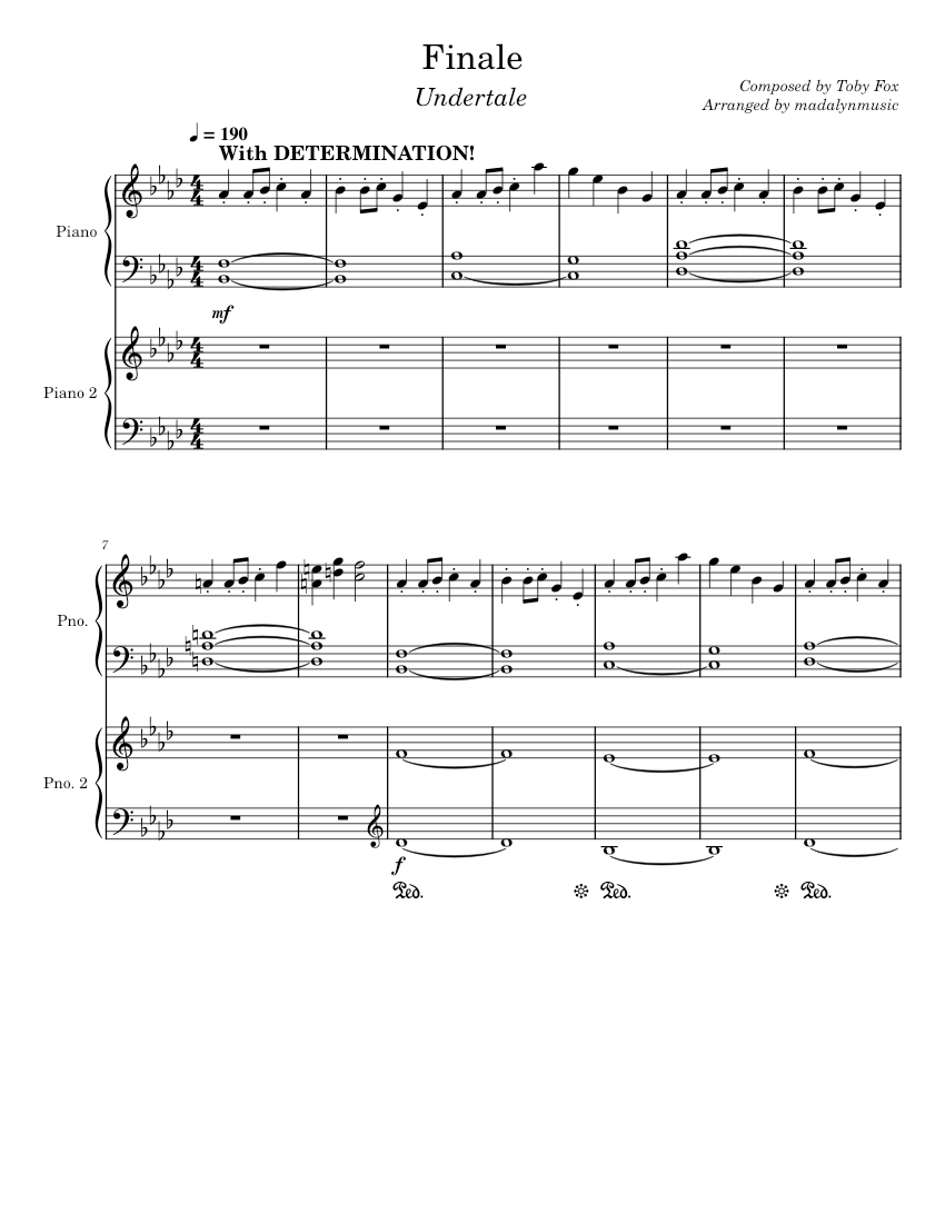 Finale- Undertale Sheet music for Piano (Solo) | Musescore.com
