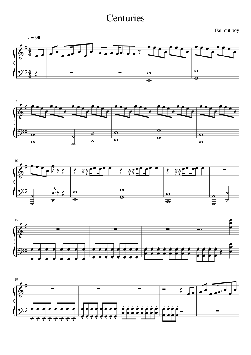 Centuries Sheet music for Piano (Solo) | Musescore.com