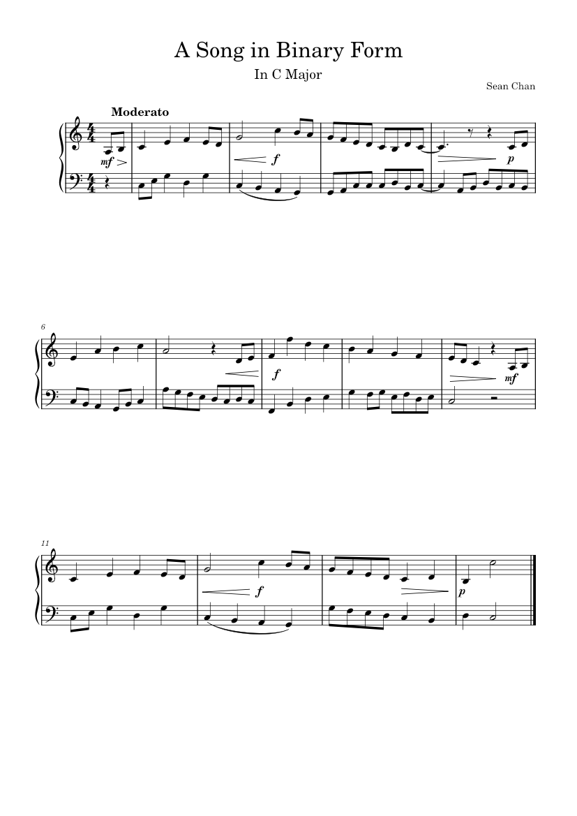 A Song in Binary Form Sheet music for Piano (Solo) Easy | Musescore.com