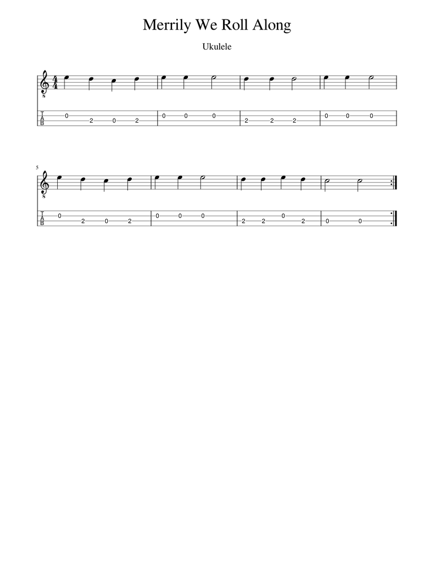 Merrily We Roll Along – Misc Children Sheet music for Ukulele (Solo ...