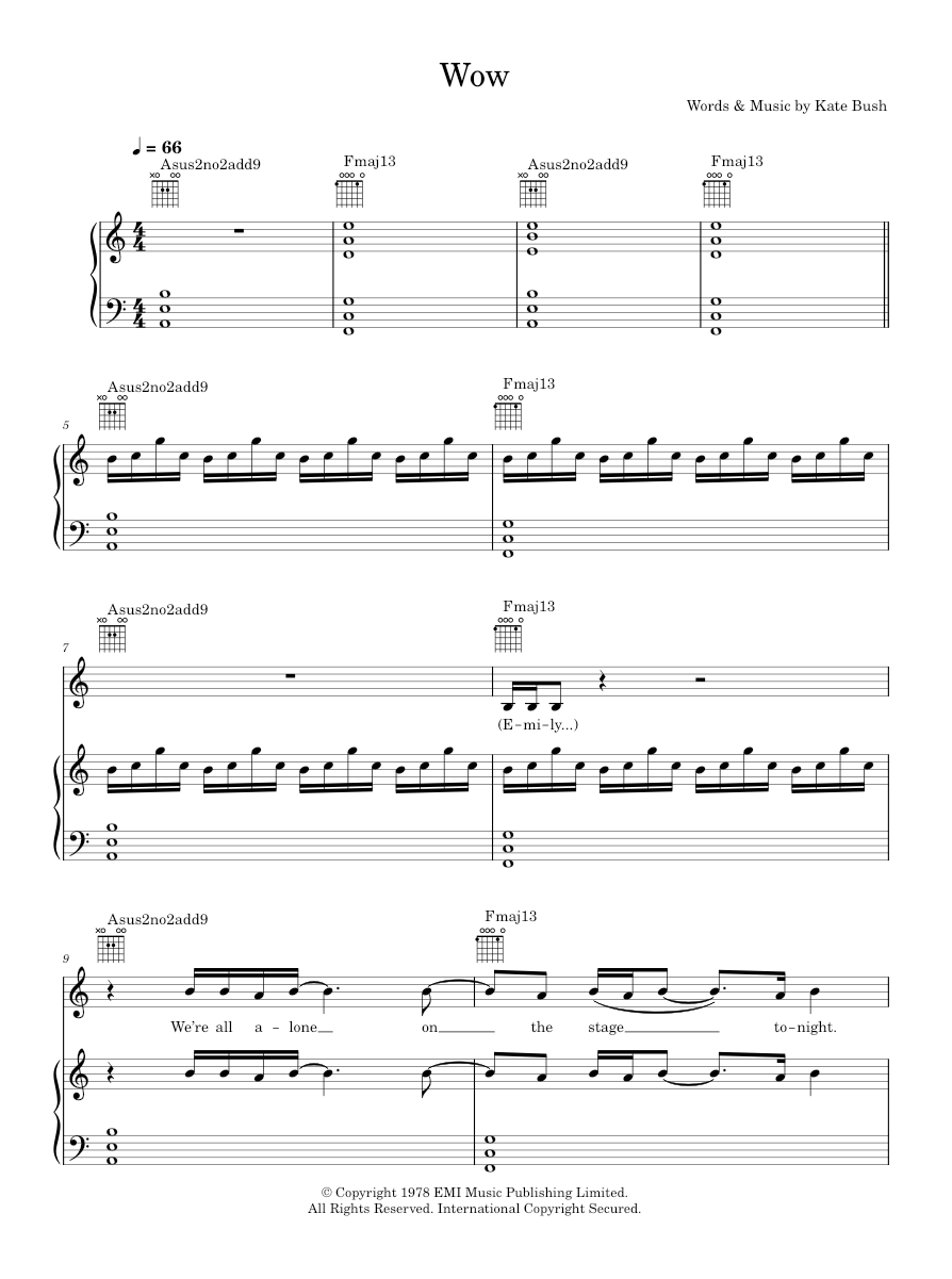 wow Sheet music for Piano, Vocals: Music Notes