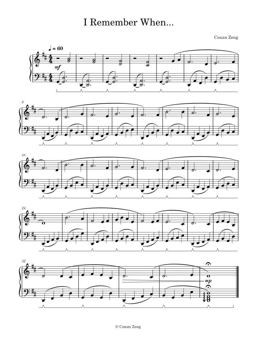 I Remember When... Sheet music for Piano (Solo) | Musescore.com