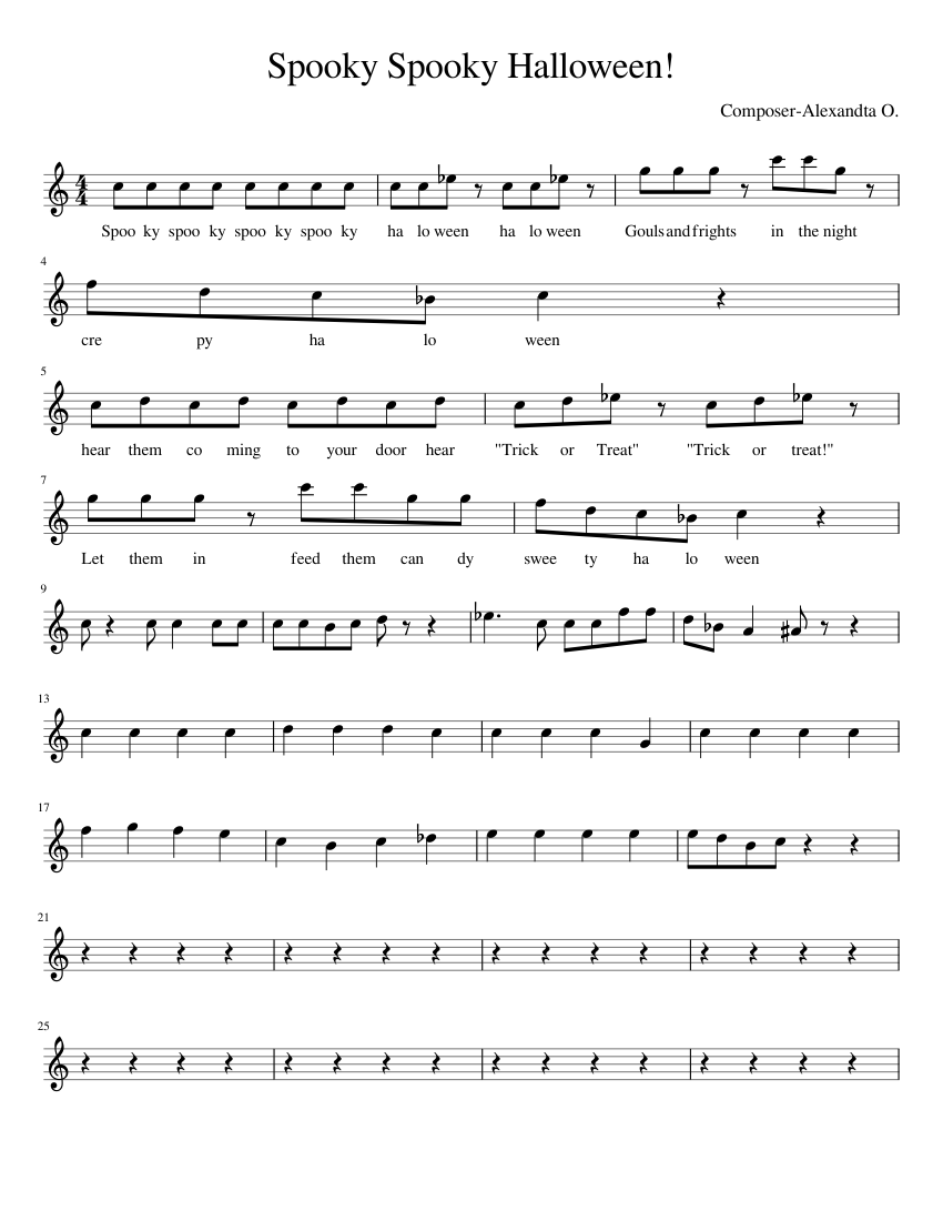 Spooky Spooky Halloween Sheet music for Piano (Solo) | Musescore.com