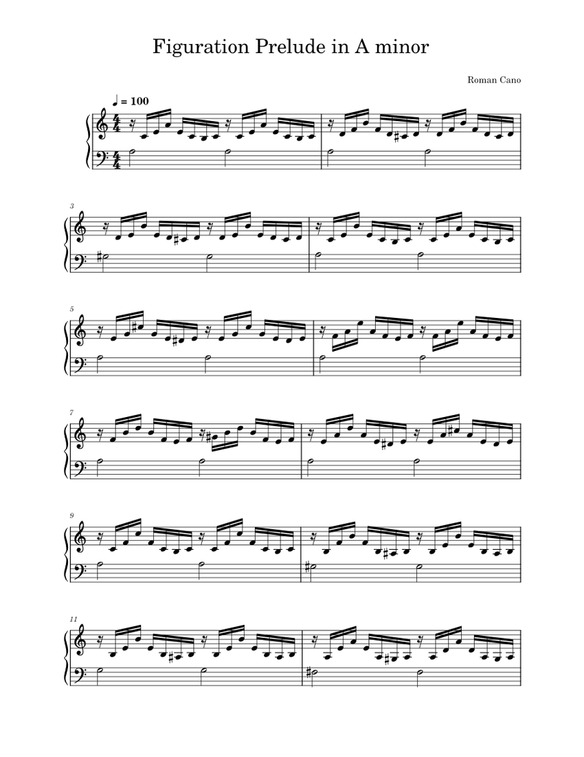 Figuration Prelude in A minor – Roman Cano Sheet music for Piano (Solo ...