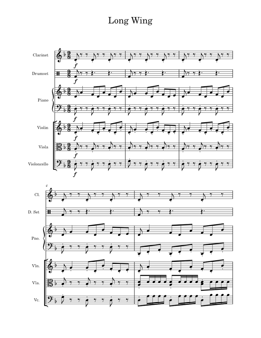 Long Wing Sheet music for Piano, Violin, Viola, Cello & more ...