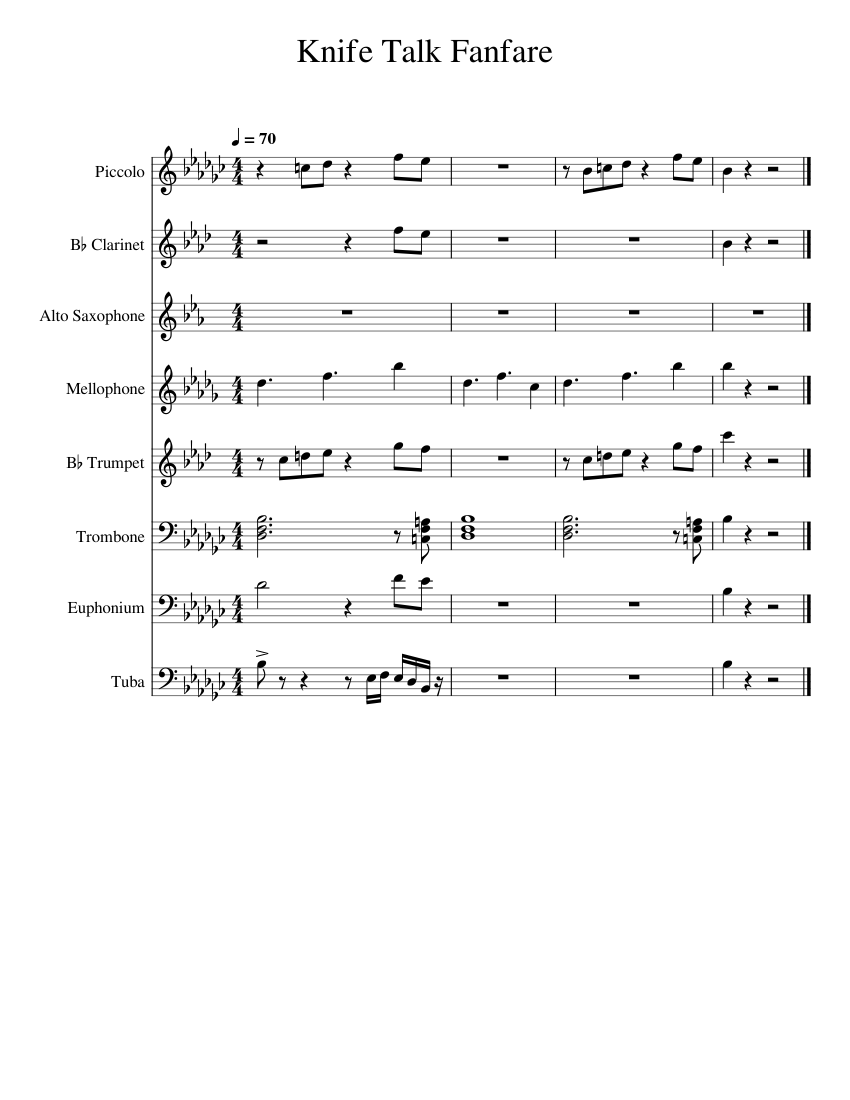 Knife Talk FanfareV2 Sheet music for Trombone, Euphonium, Tuba, Mellophone & more instruments ...