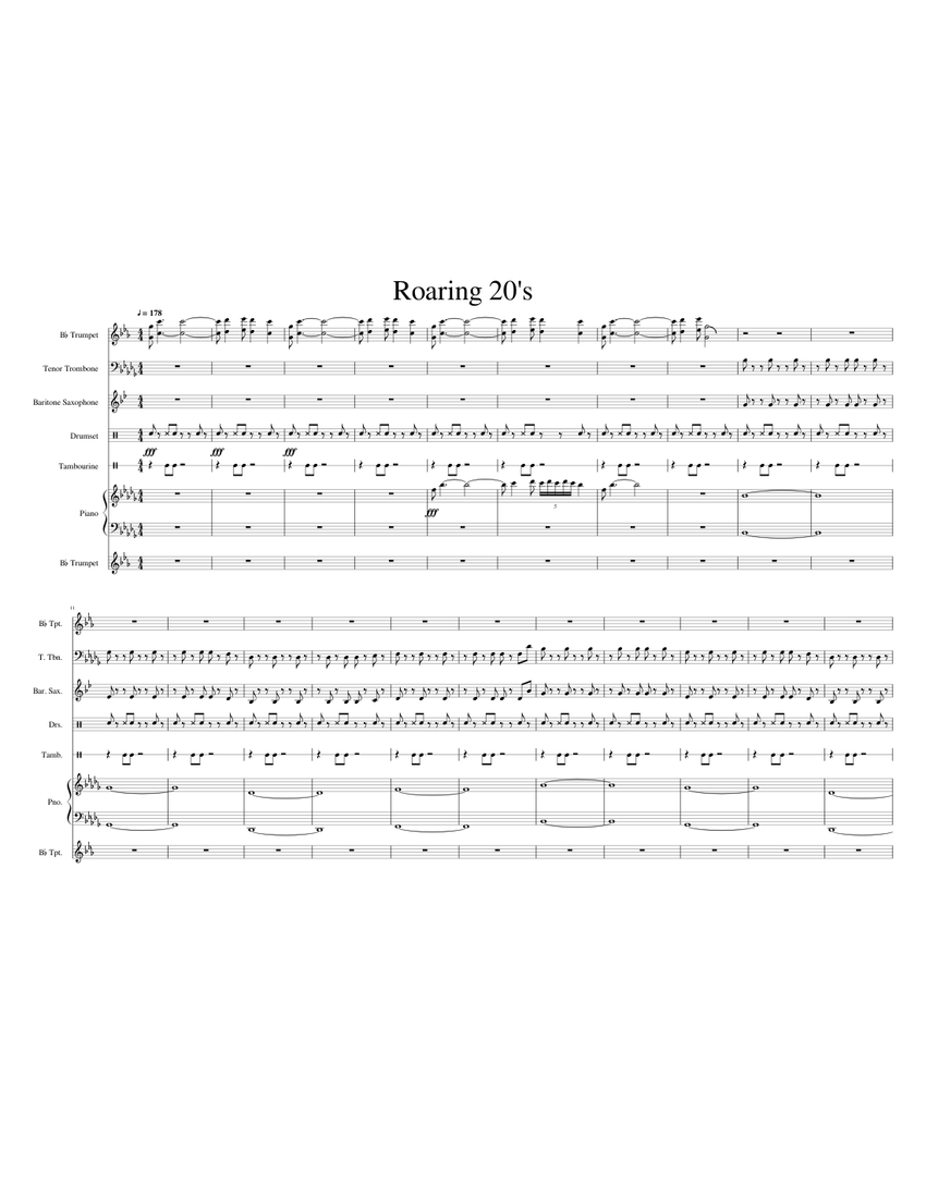 Roaring 20 s Sheet music for Piano, Trombone tenor, Tambourine ...