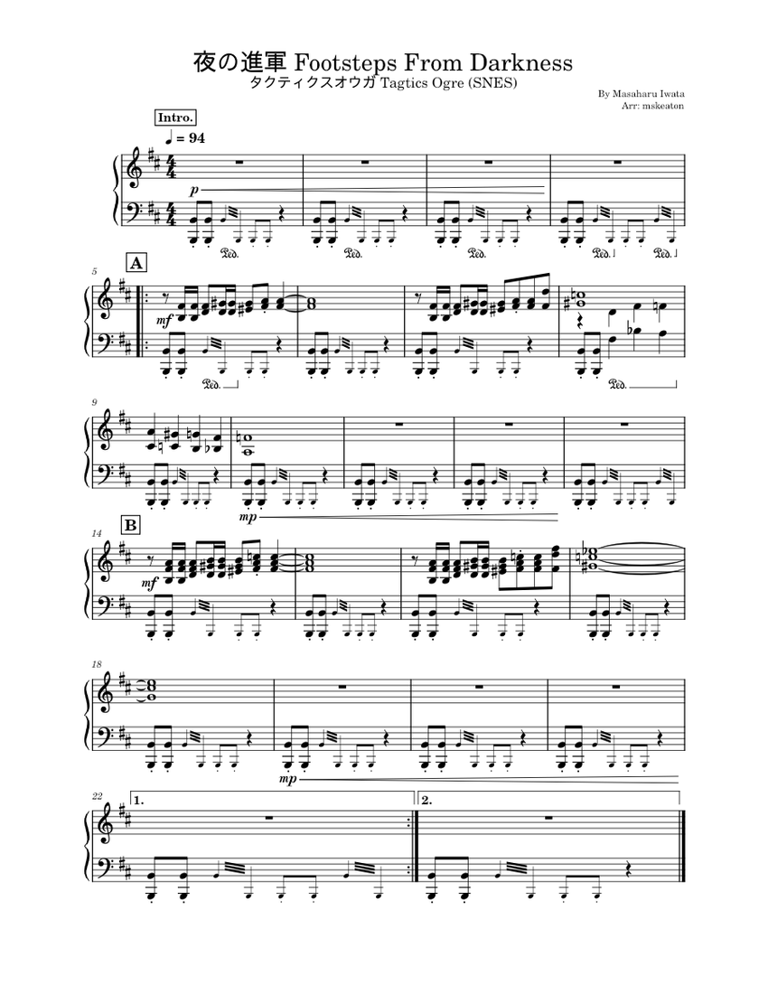夜の進軍 Footsteps From Darkness - タクティクスオウガ Tactics Ogre (SNES) – Masaharu ...