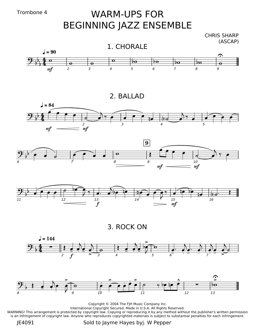 Warm-Ups For Beginning Jazz Ensemble - Chris Sharp Sheet music for ...