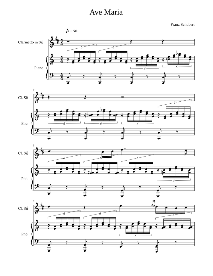 Ave Maria, D.839 – Franz Schubert Ave_Maria Sheet music for Piano, Clarinet in b-flat (Solo ...
