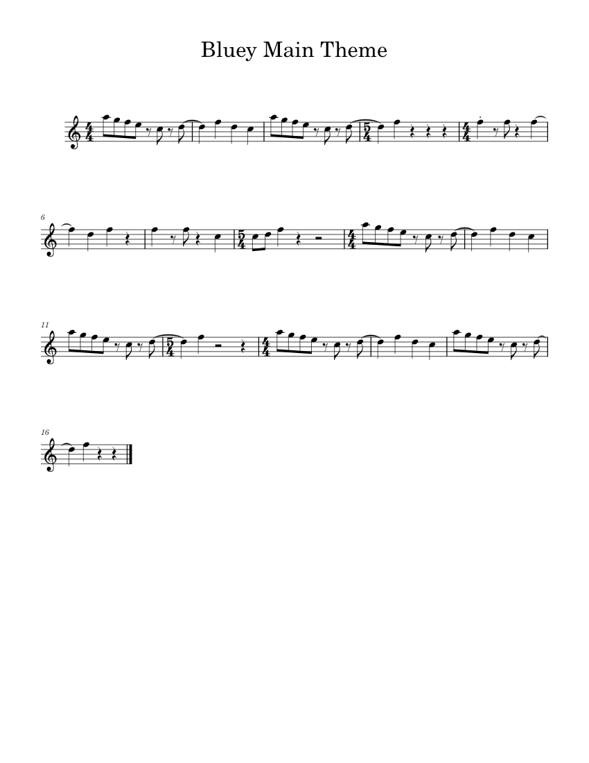 Main Theme From Bluey Sheet Music for Saxophone tenor (Solo ...