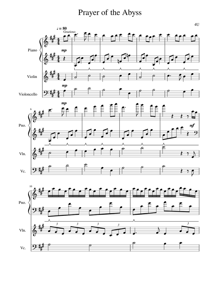 Prayer of the Abyss Sheet music for Piano, Violin, Cello (Piano Trio ...