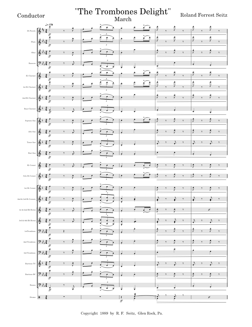 The Trombones Delight – Roland F. Seitz Sheet music for Trombone, Cornet, Euphonium, Tuba & more ...