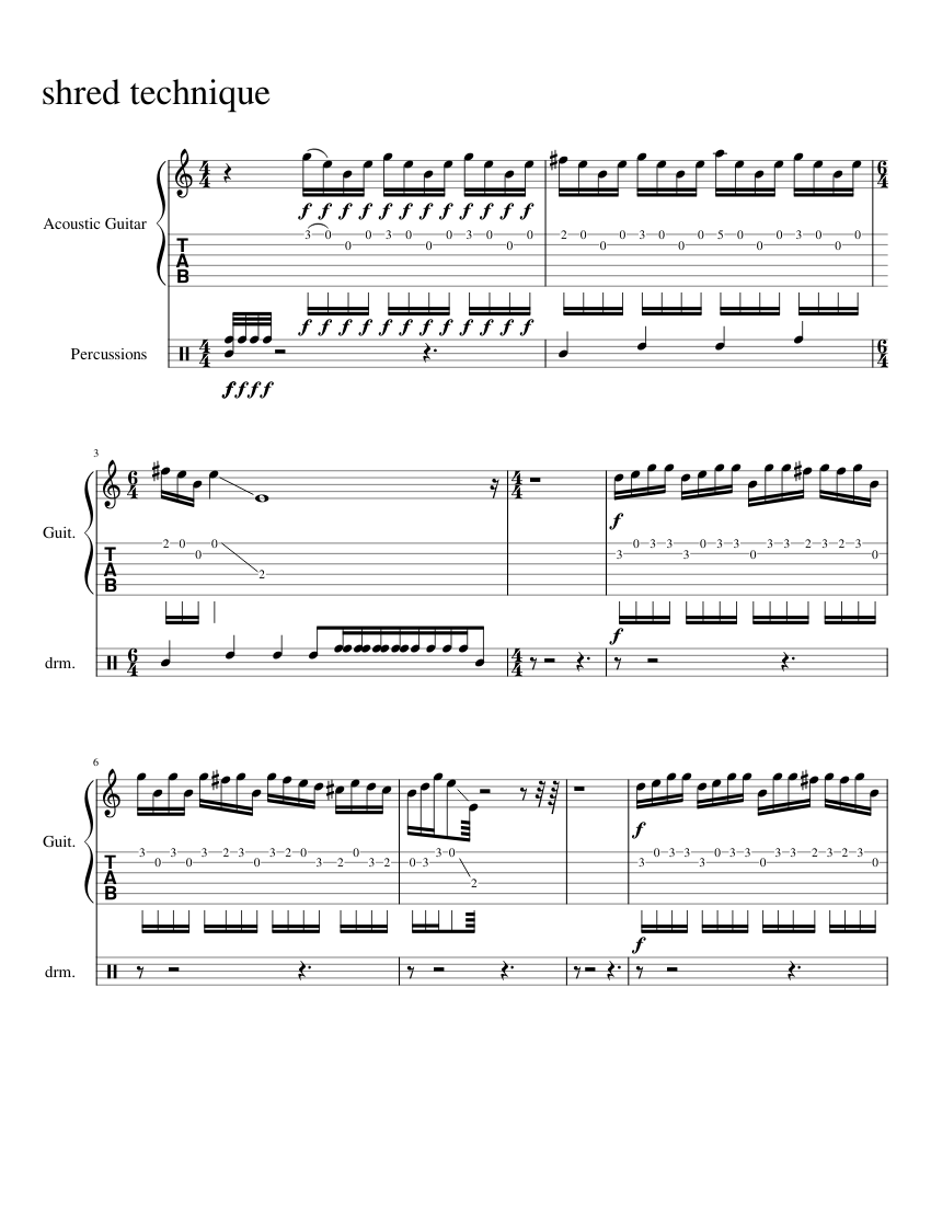 Shredding Sheet music for Guitar (Solo) | Musescore.com