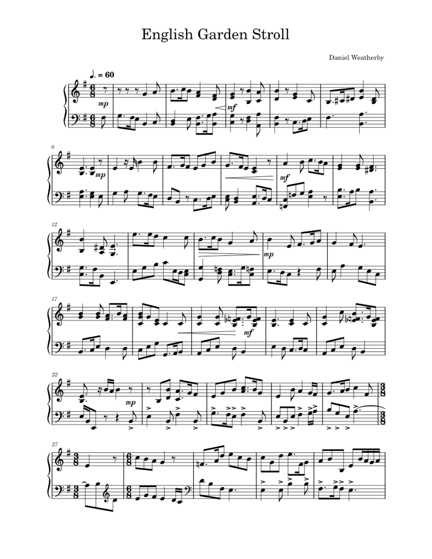 English Garden Stroll - piano tutorial