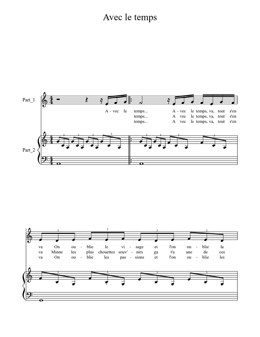 Avec le temps Sheet music for Piano (Piano Duo) | Musescore.com