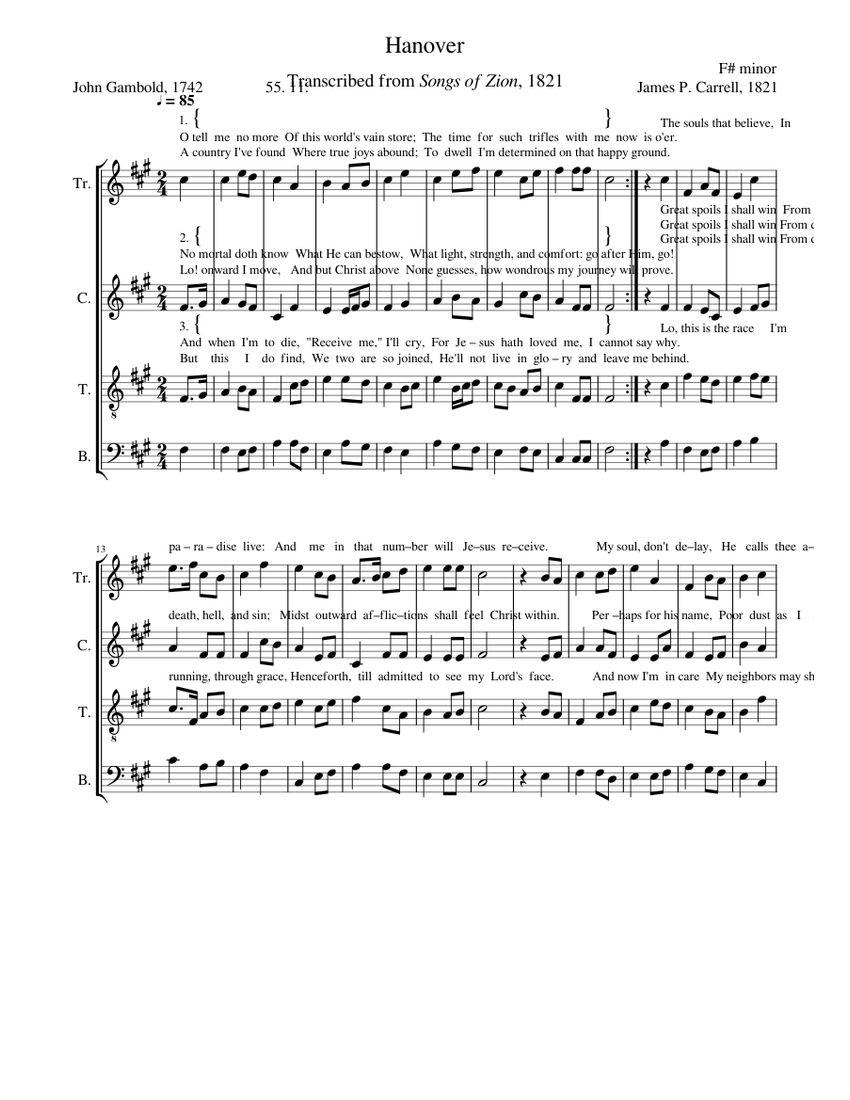 Hanover - James P. Carrell Sheet music for Tenor, Bass voice, Vocals ...