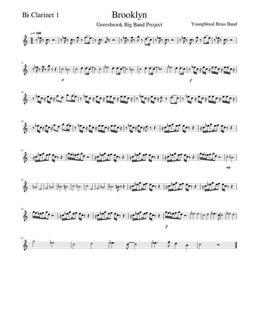 Brooklyn - Bb Clarinet Sheet music for Clarinet in b-flat (Solo ...