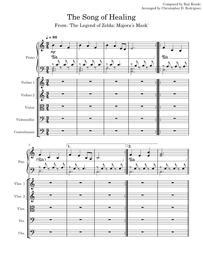 The Song of Healing – Koji Kondo, 近藤 浩治 Sheet Music for Piano, Strings ...