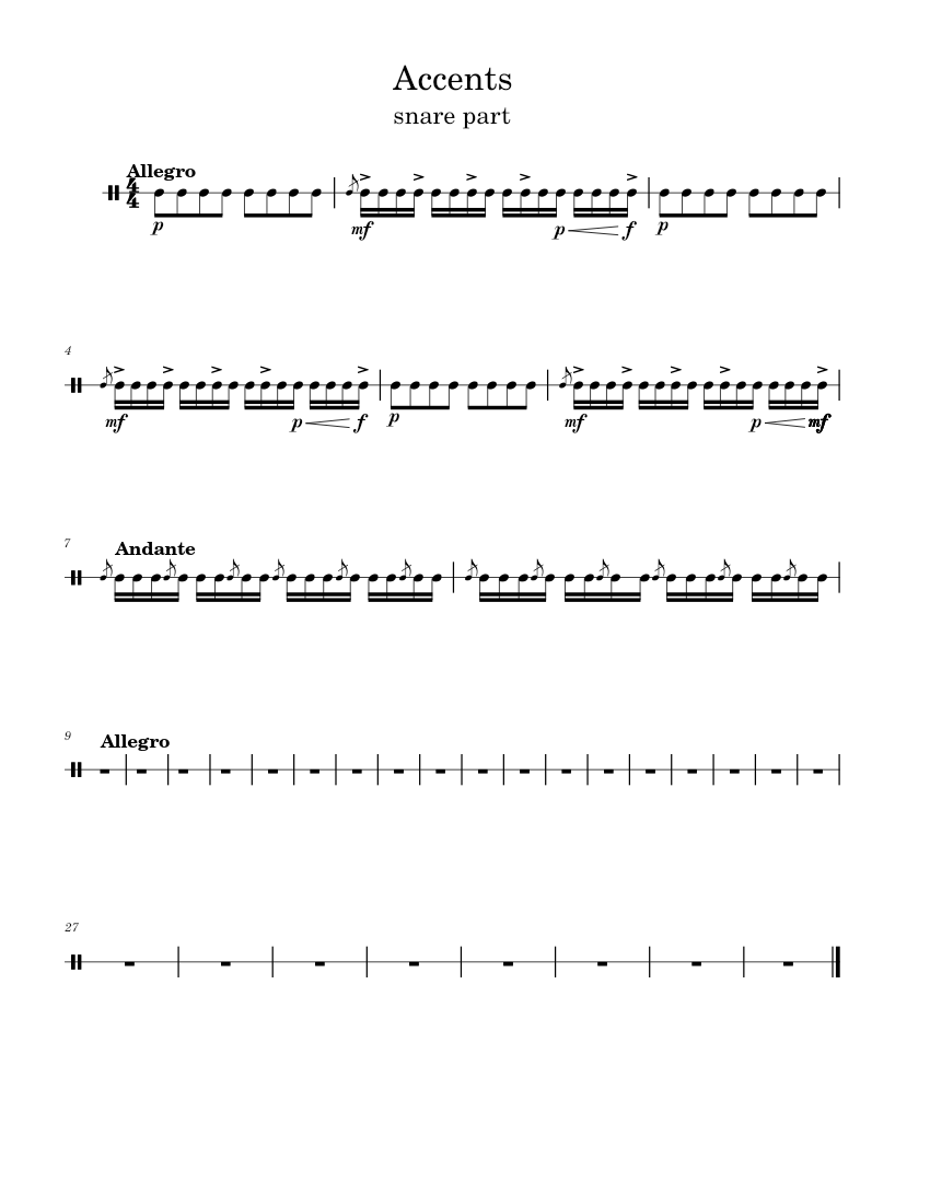 Accents Sheet music for Snare drum (Solo) | Musescore.com