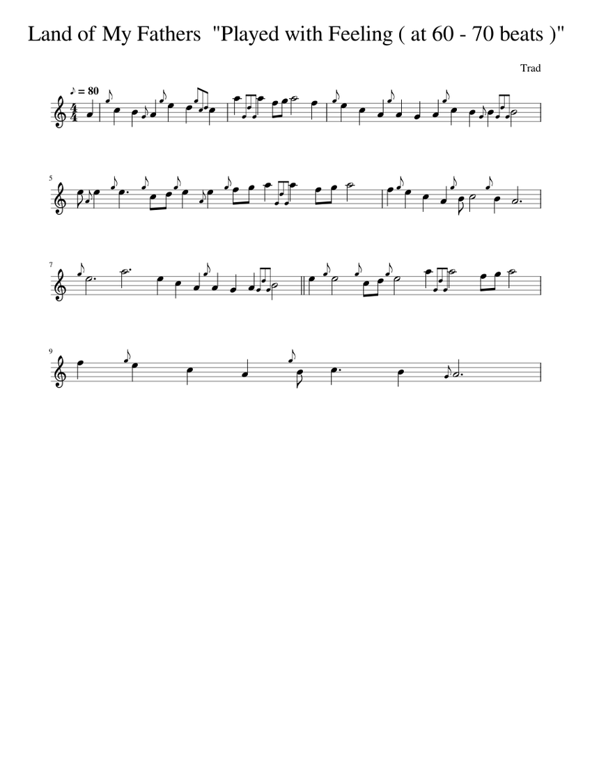 Traditional music - Land of My Fathers "Played with Feeling ( at 60 ...