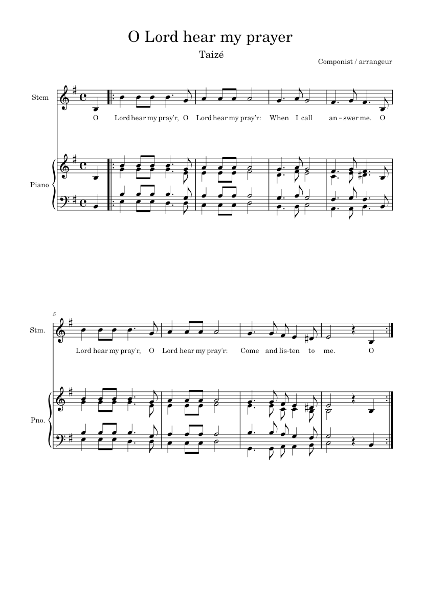Taize – Taizé O Lord hear my prayer Sheet music for Piano, Synthesizer ...