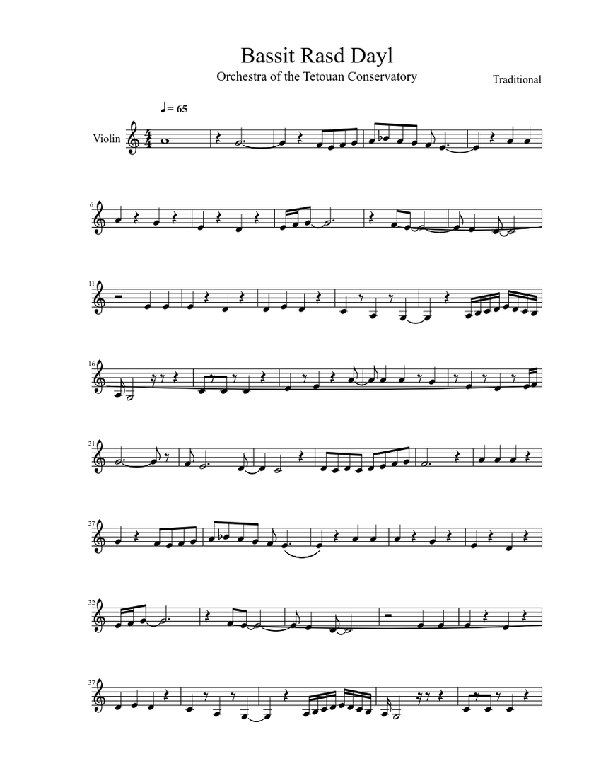 Bassit Rasd Dayl Sheet music for Violin (Solo) | Download and print in ...