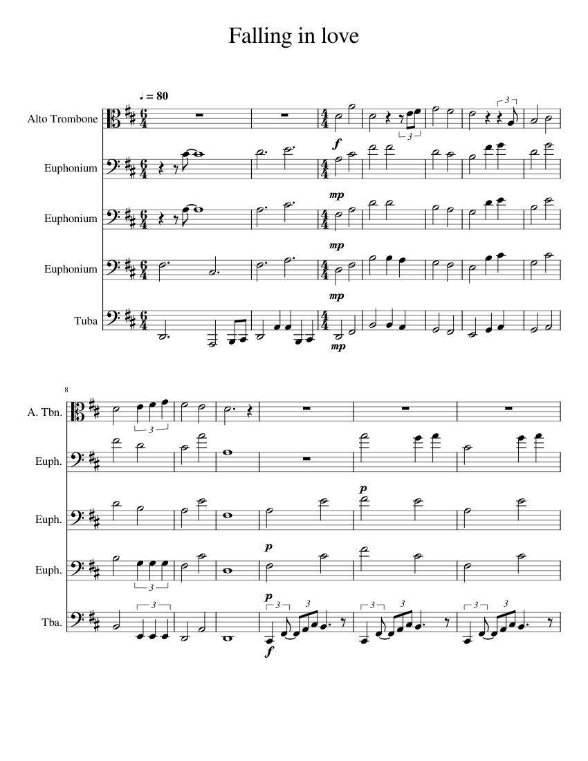 Falling_in_love Sheet music for Euphonium, Tuba, Trombone alto (Mixed ...