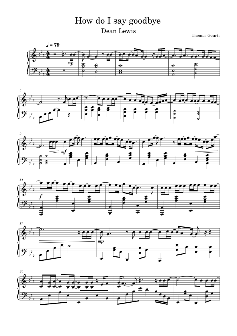 How Do I Say Goodbye – Dean Lewis Sheet music for Piano (Solo ...