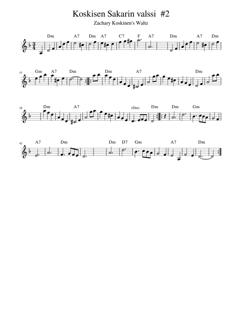 Koskisen Sakarin valssi #2 Sheet music for Piano (Solo) Easy ...