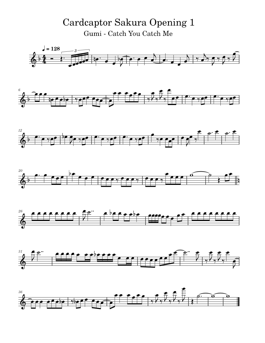 Cardcaptor Sakura Opening 1 Sheet music for Flute (Solo) | Musescore.com