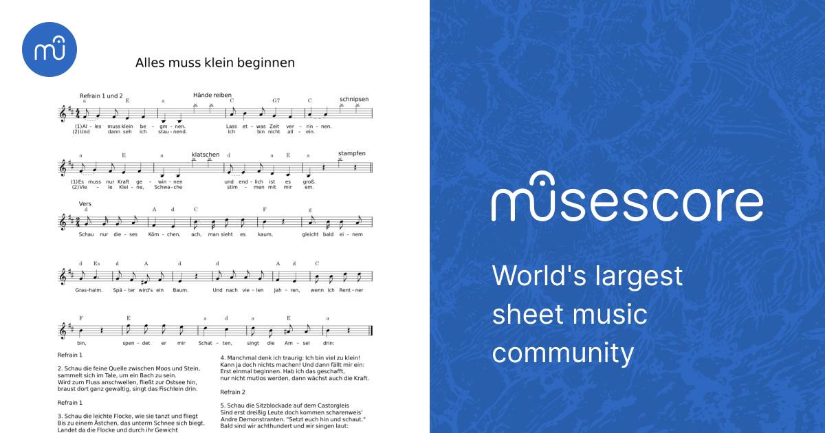 Alles muss klein beginnen Sheet music for Synthesizer (Solo ...