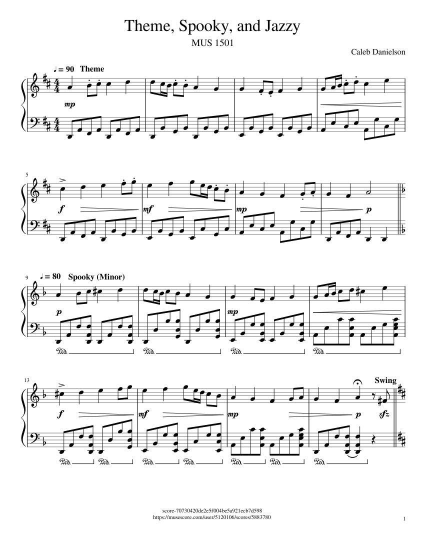 Theme, Spooky, and Jazzy Sheet music for Piano (Solo) | Musescore.com