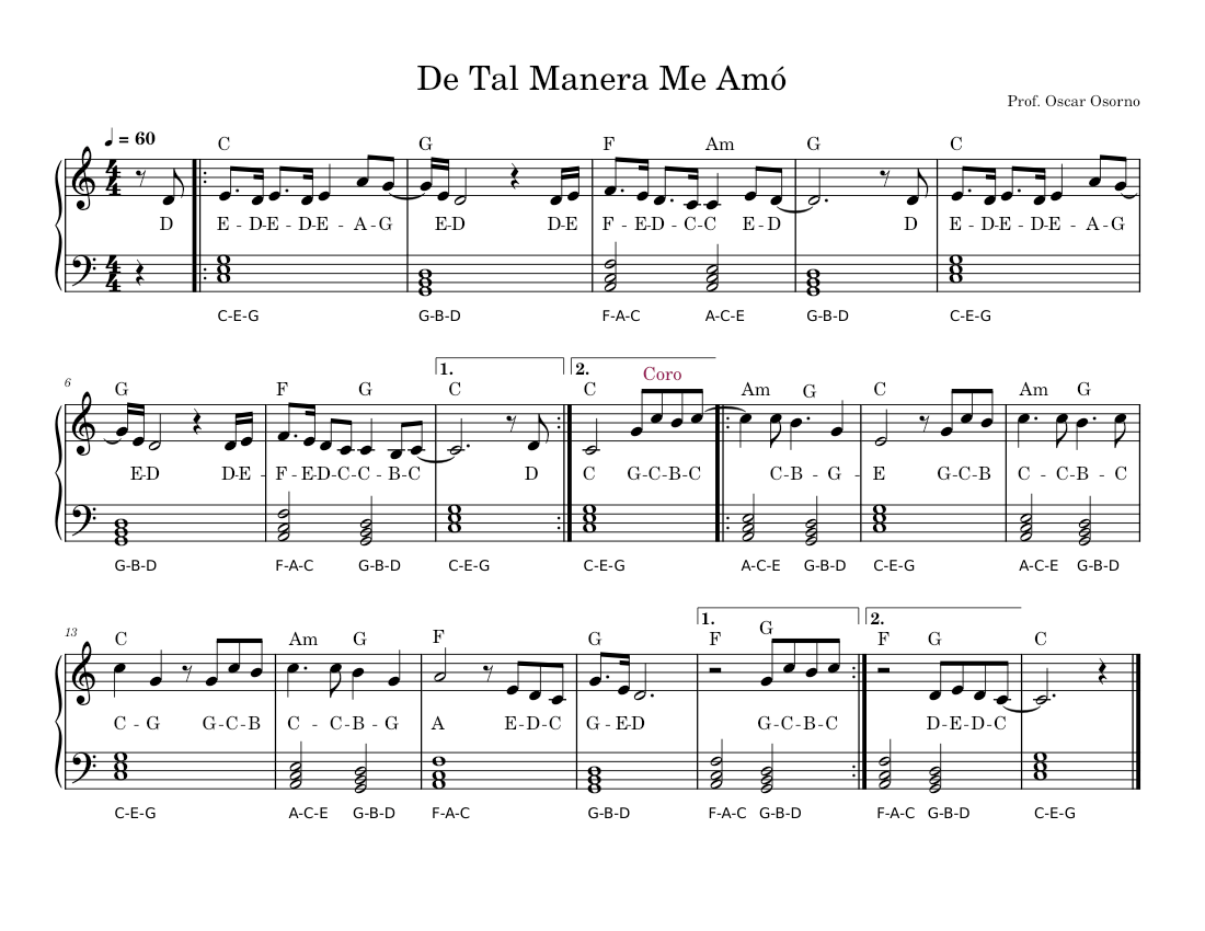 De tal manera el me amó – Jesús Adrián Romero Sheet music for Piano ...