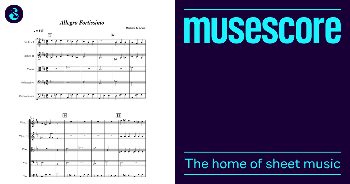 Allegro Fortissimo Sheet music for Strings group (Mixed Quintet ...