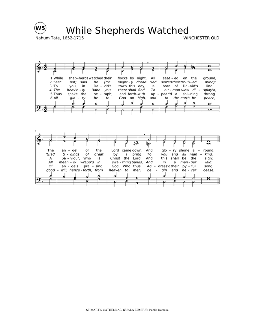 While Shepherds Watched - Winchester Old SATB Sheet music for Alto ...