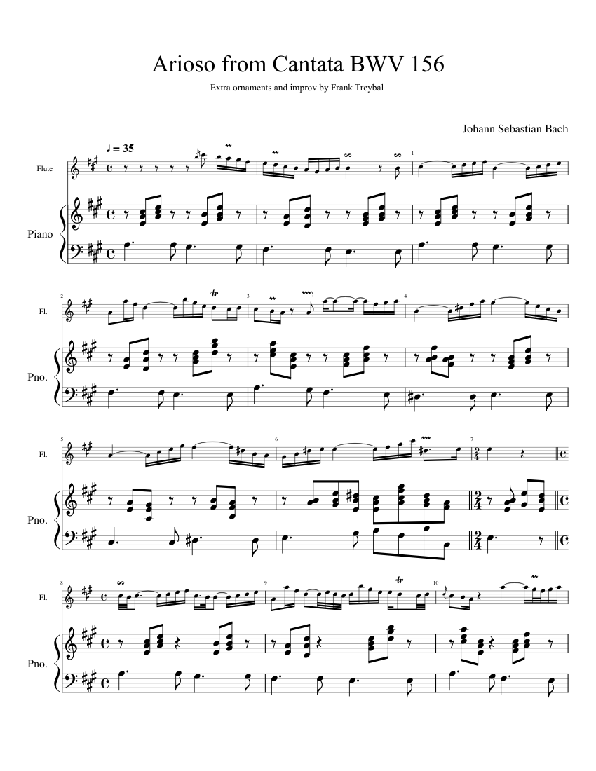Bach Arioso from Cantata BWV 156 with improv. Sheet music for Piano ...
