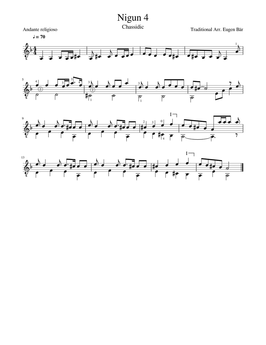 Nigun 4 Sheet music for Guitar (Solo) | Musescore.com