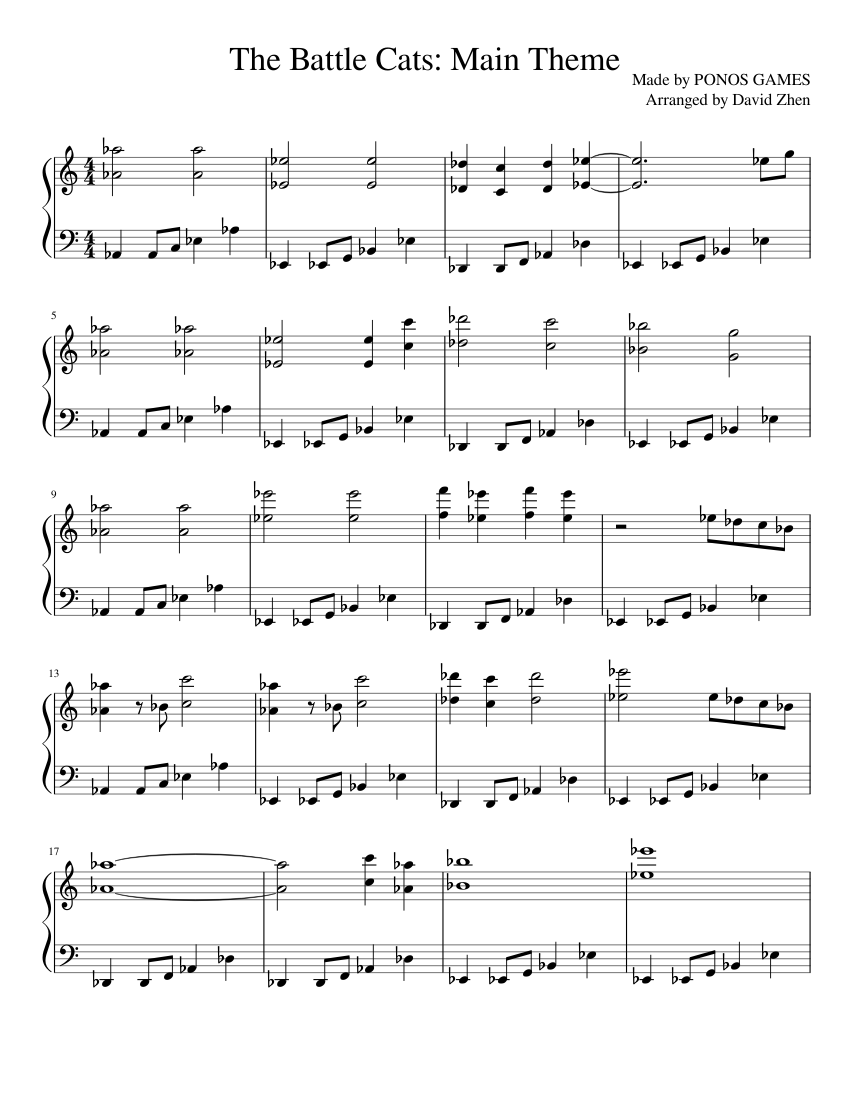 The Battle Cats: Main Theme - piano tutorial