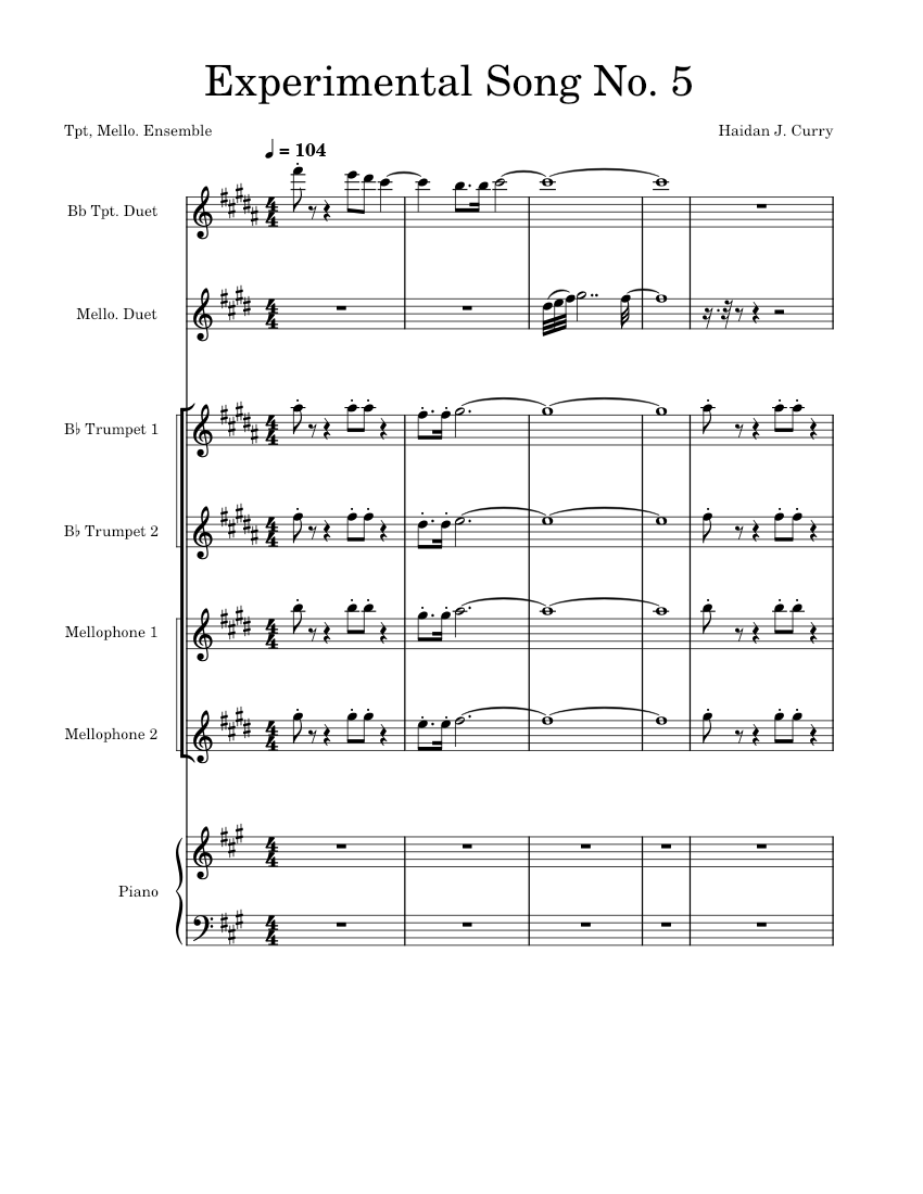 Experimental Song No. 5 – Haidan J. Curry experiment 5 Sheet music for ...