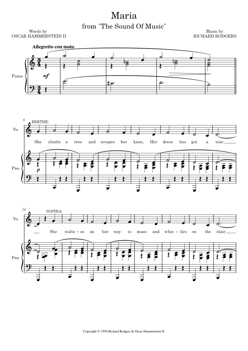 Maria Sheet Music for Piano (Piano Duo) | MuseScore.com