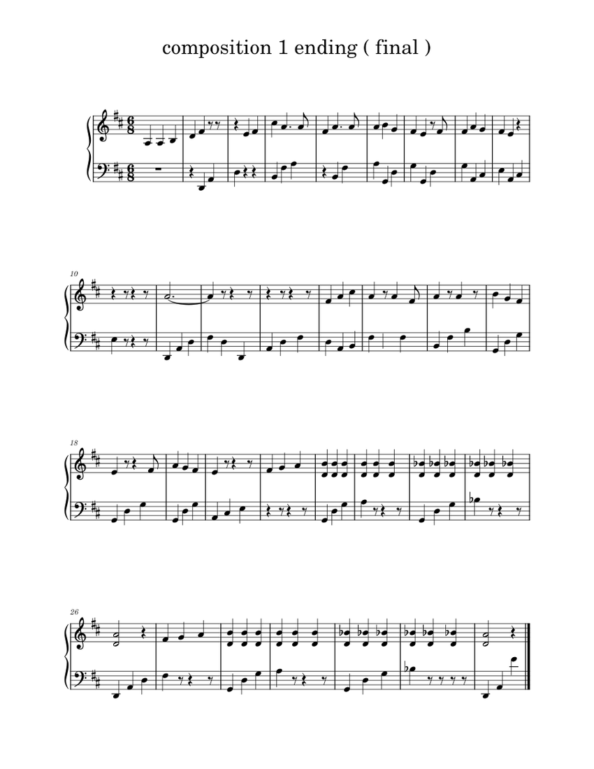 composition 1 ending final Sheet music for Piano (Solo) Easy ...
